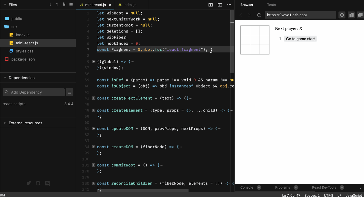 리액트 핵심 원리로 나만의 400줄 리액트 만들어 보기 - AllMyUniverse